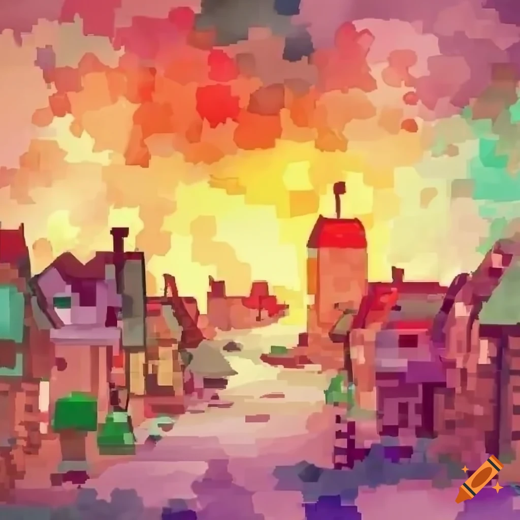 Image of bustling minecraft communities on Craiyon