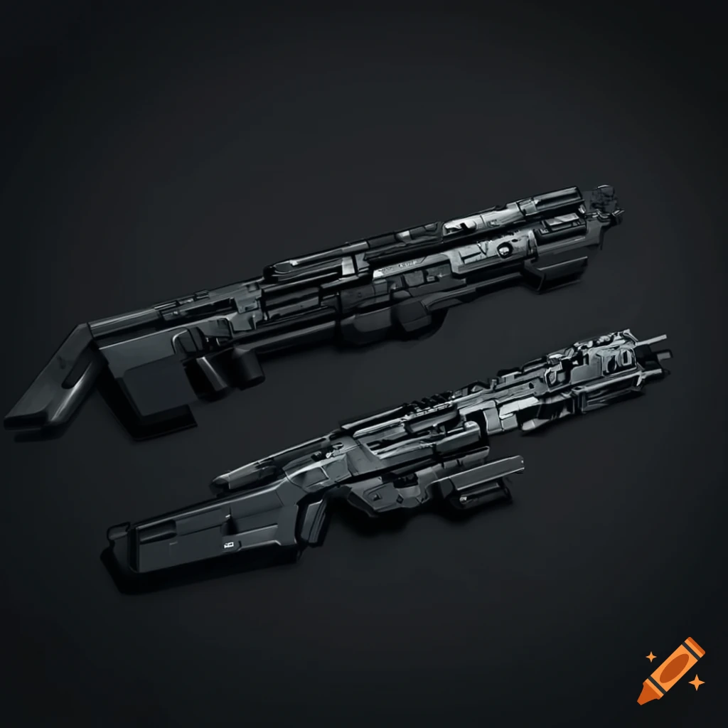 Futuristic weapon concept art with clean industrial design on Craiyon
