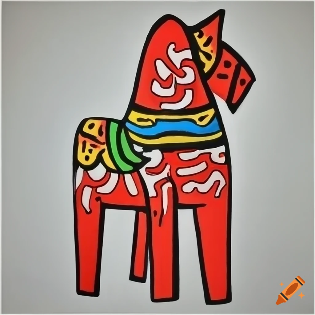 Keith haring inspired dalahäst sculpture on Craiyon