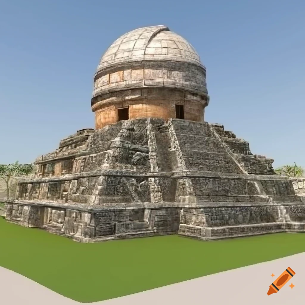 3d model of an ancient mayan style observatory on Craiyon
