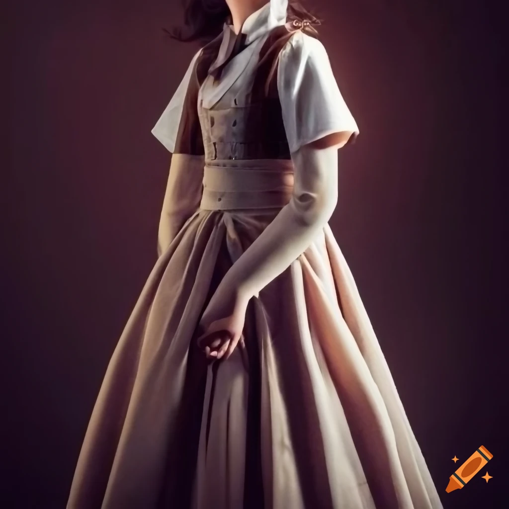 Long-skirted witch uniform with gold accents on Craiyon