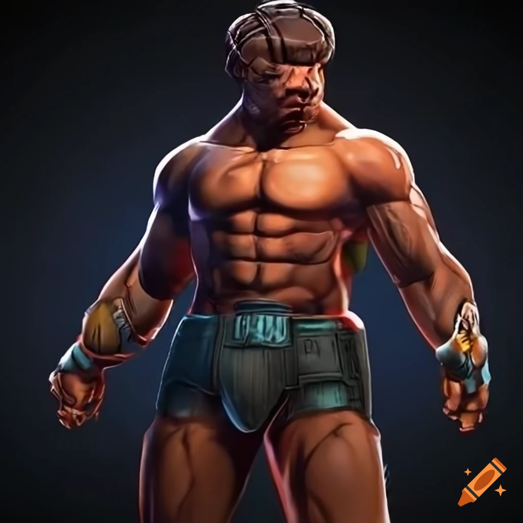 3d render of a black man in a mixed martial arts fight scene on Craiyon