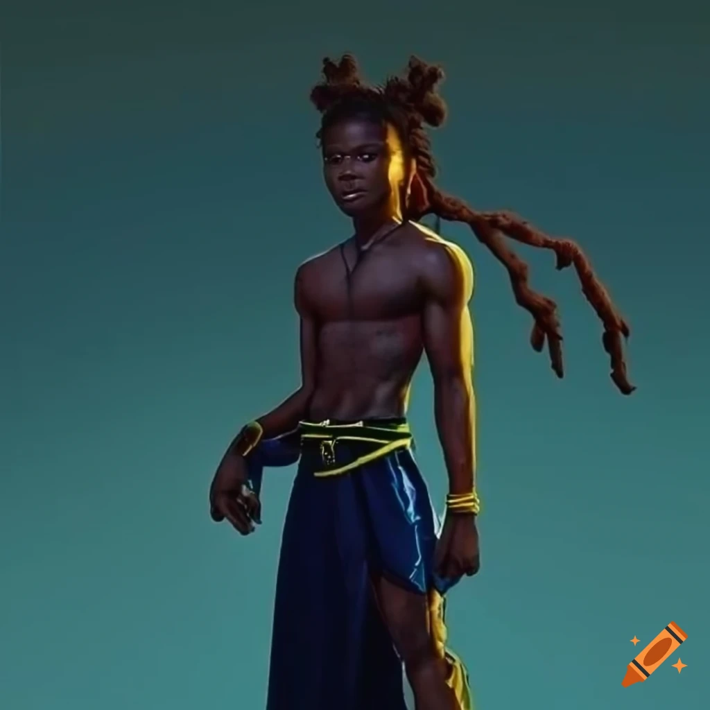 23-year-old dark-skinned man with braided hair on Craiyon