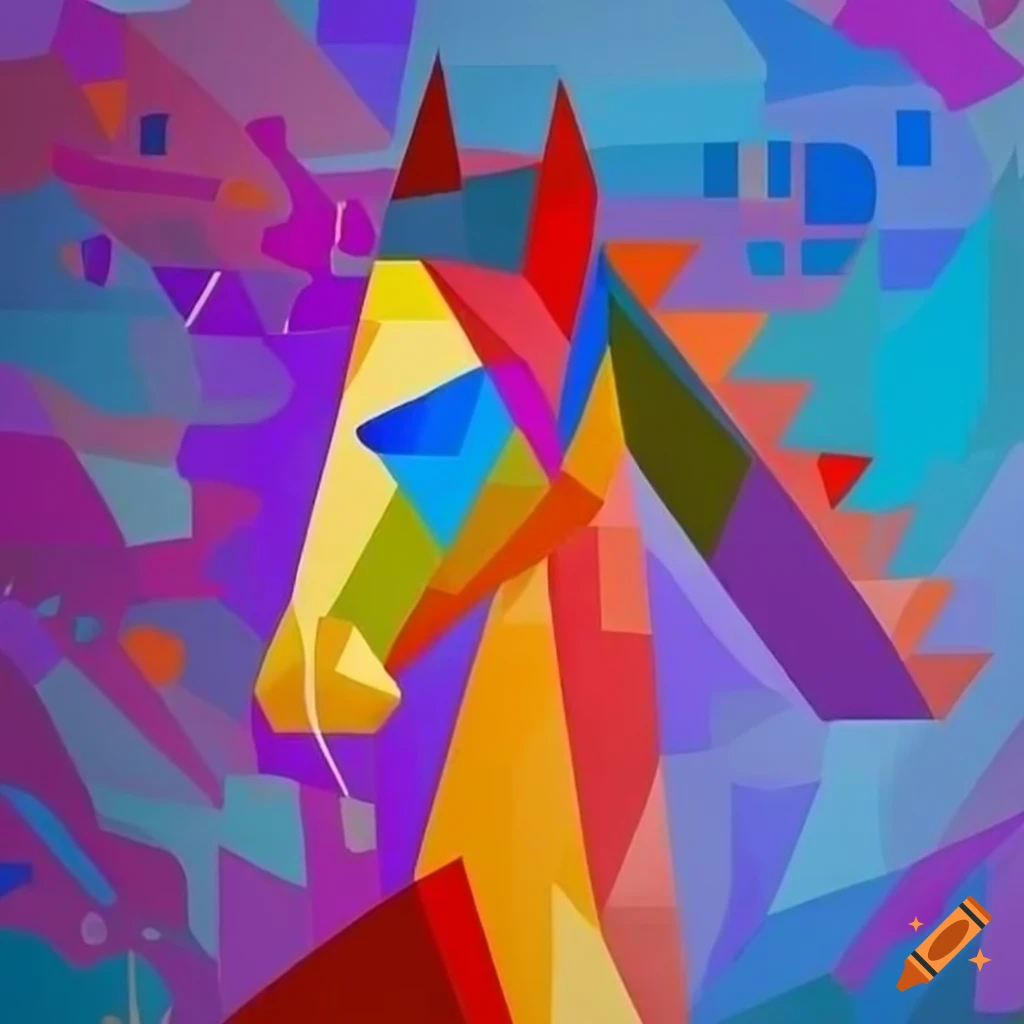 Abstract cubist horse artwork on Craiyon