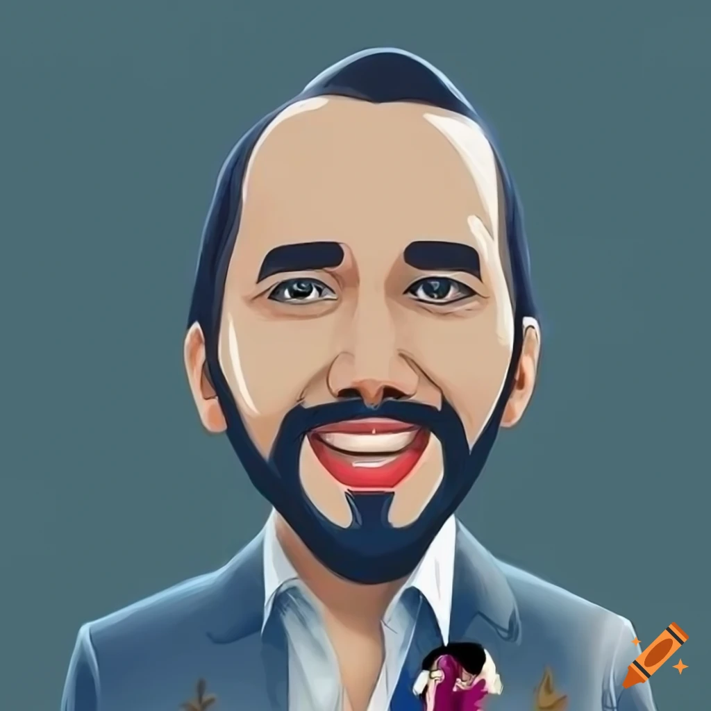 Cartoon depiction of nayib bukele on Craiyon