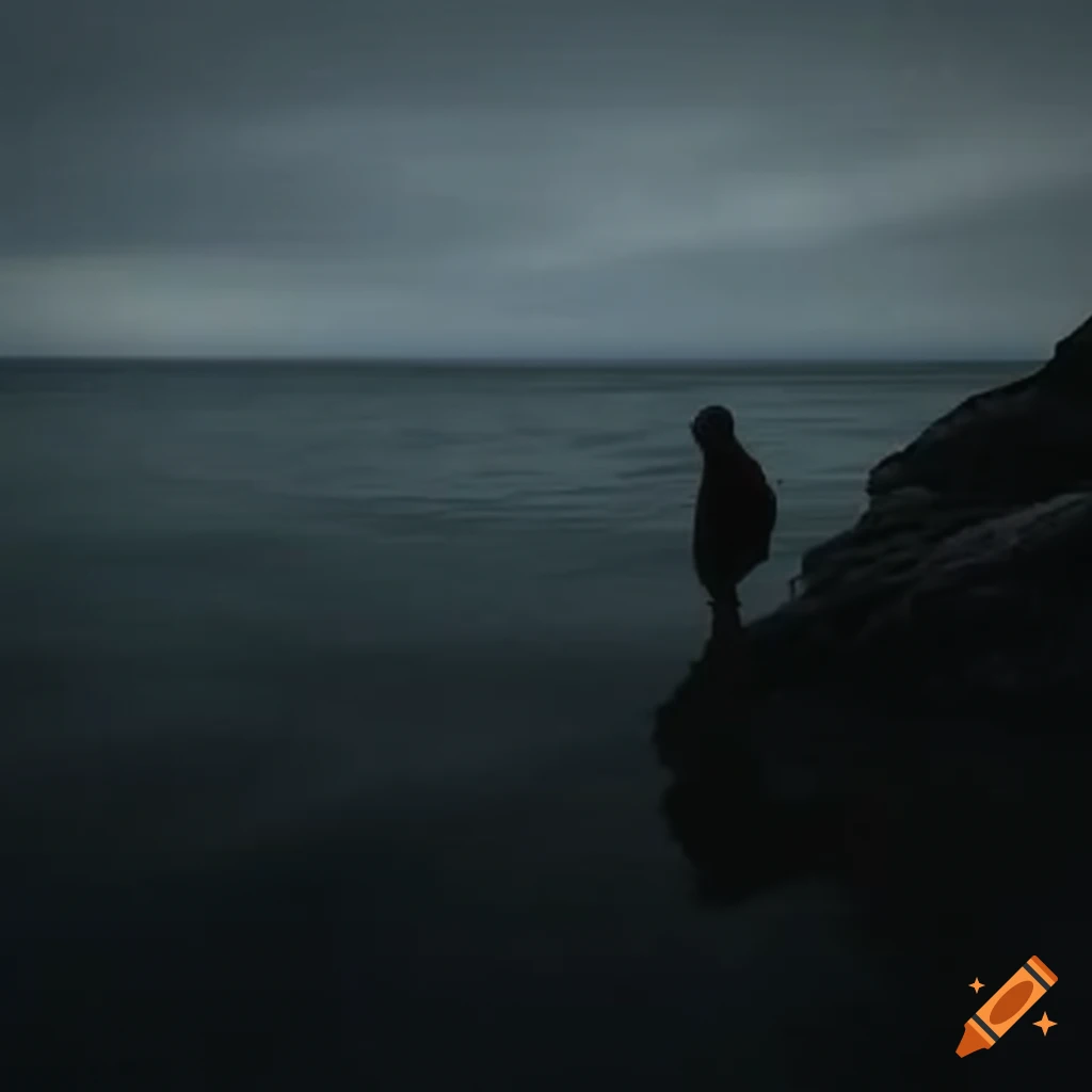 Two people standing in a mysterious darkness enveloping the eerie ...