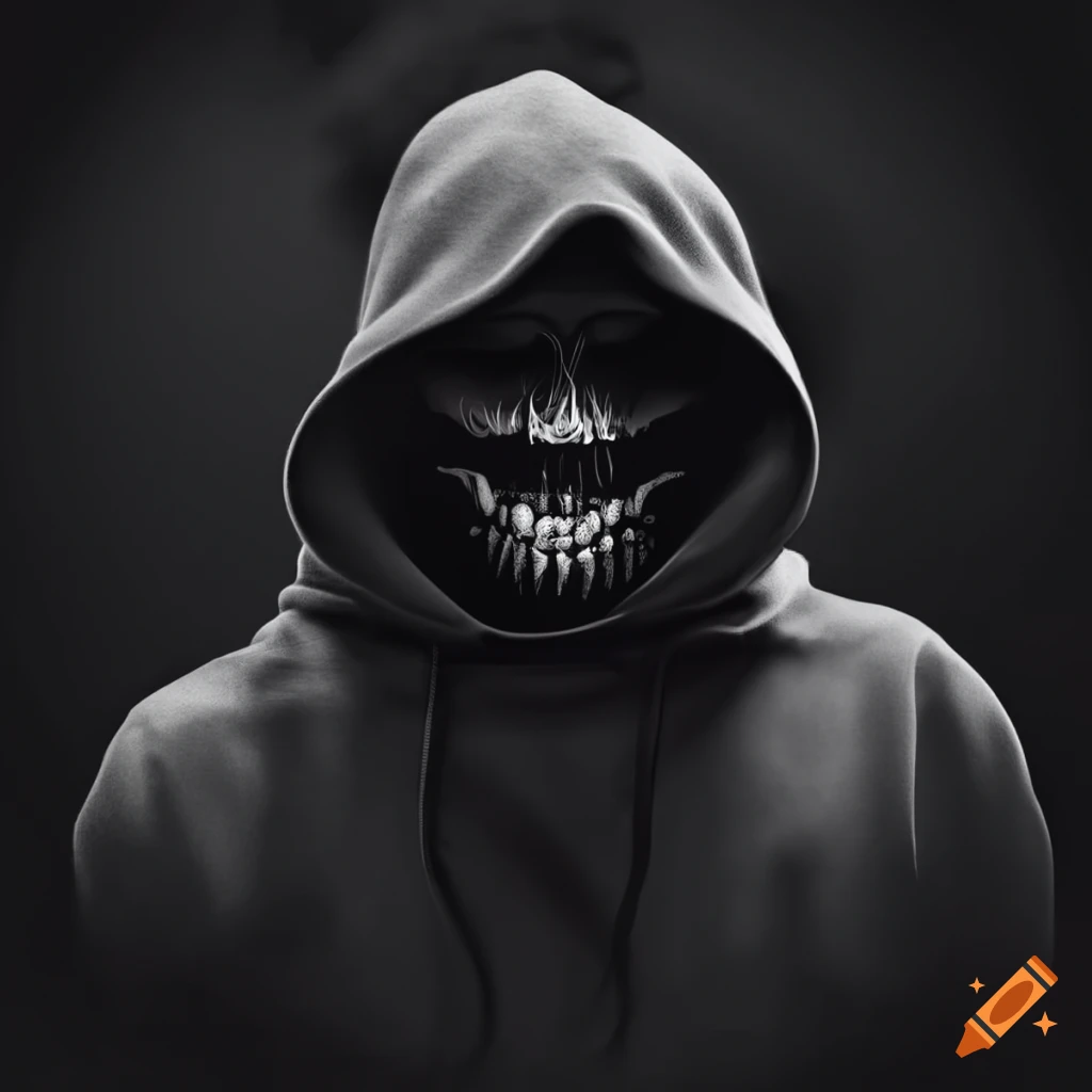 Gangster skull logo design with black and white details on Craiyon