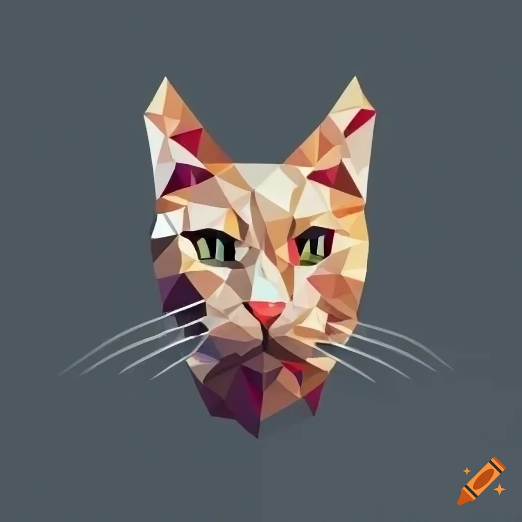 Low poly orange cat logo on Craiyon