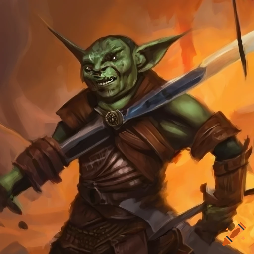 Illustration of a half-orc wizard in dungeons and dragons on Craiyon