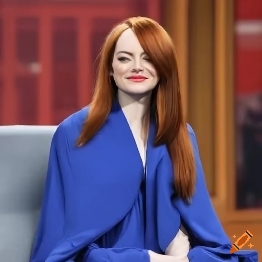 Emma Stone Getting A Haircut On A Talk Show Set On Craiyon