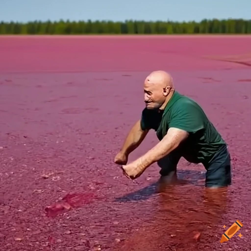 Funny image of a man falling in a cranberry bog on Craiyon