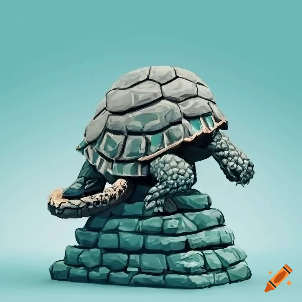Stone dragon turtle statue in isometric game art on Craiyon