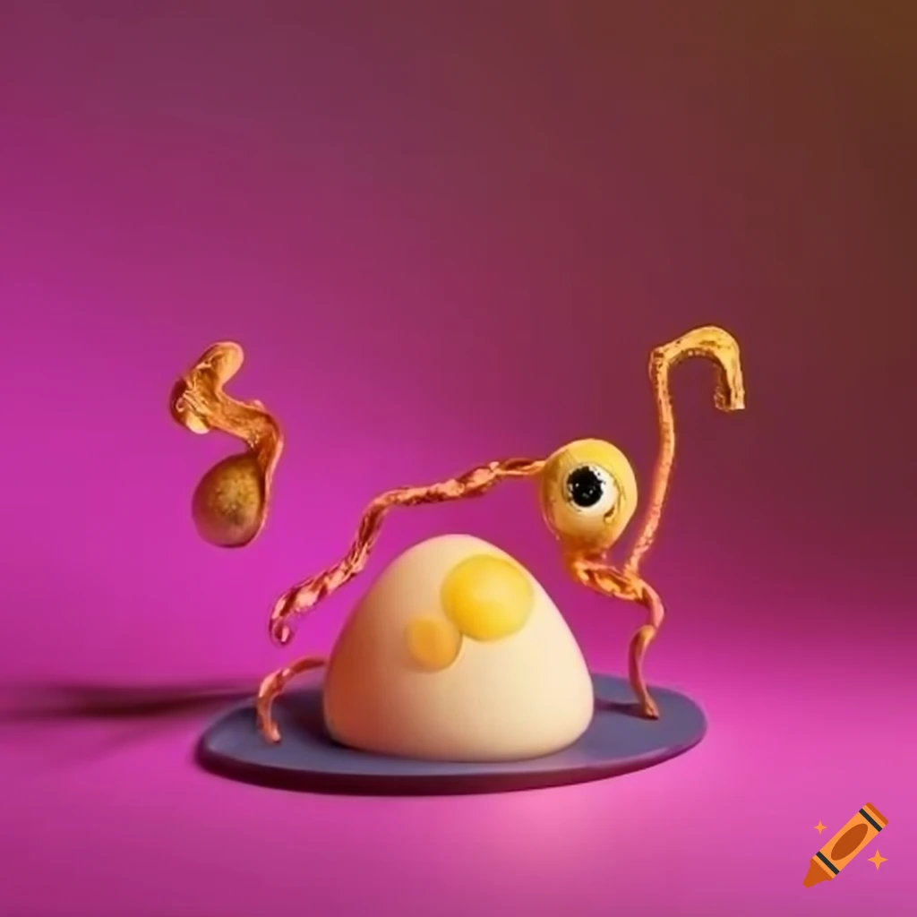 Adorable egg monster with bacon background on Craiyon