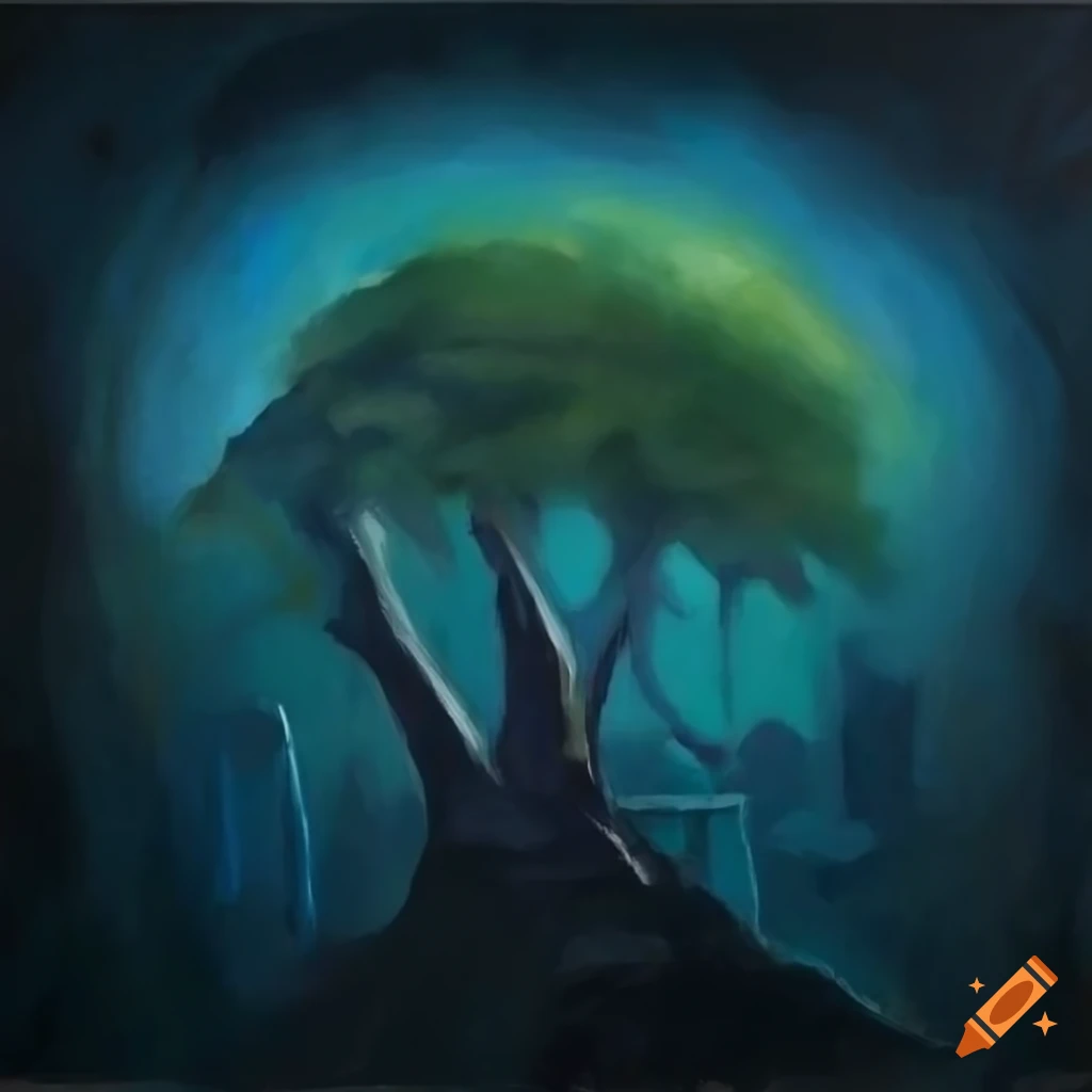 Mysterious underground world oil painting on Craiyon
