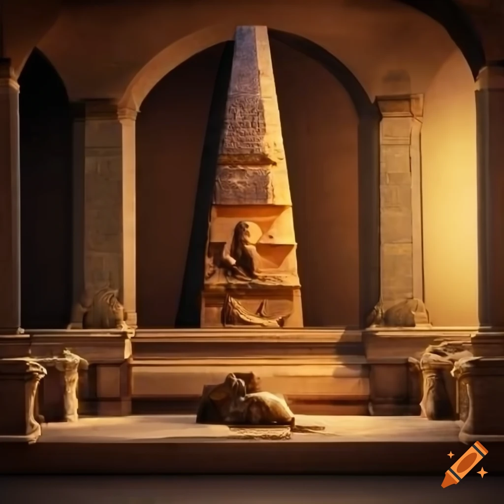 Sarcophagus in a pyramid room