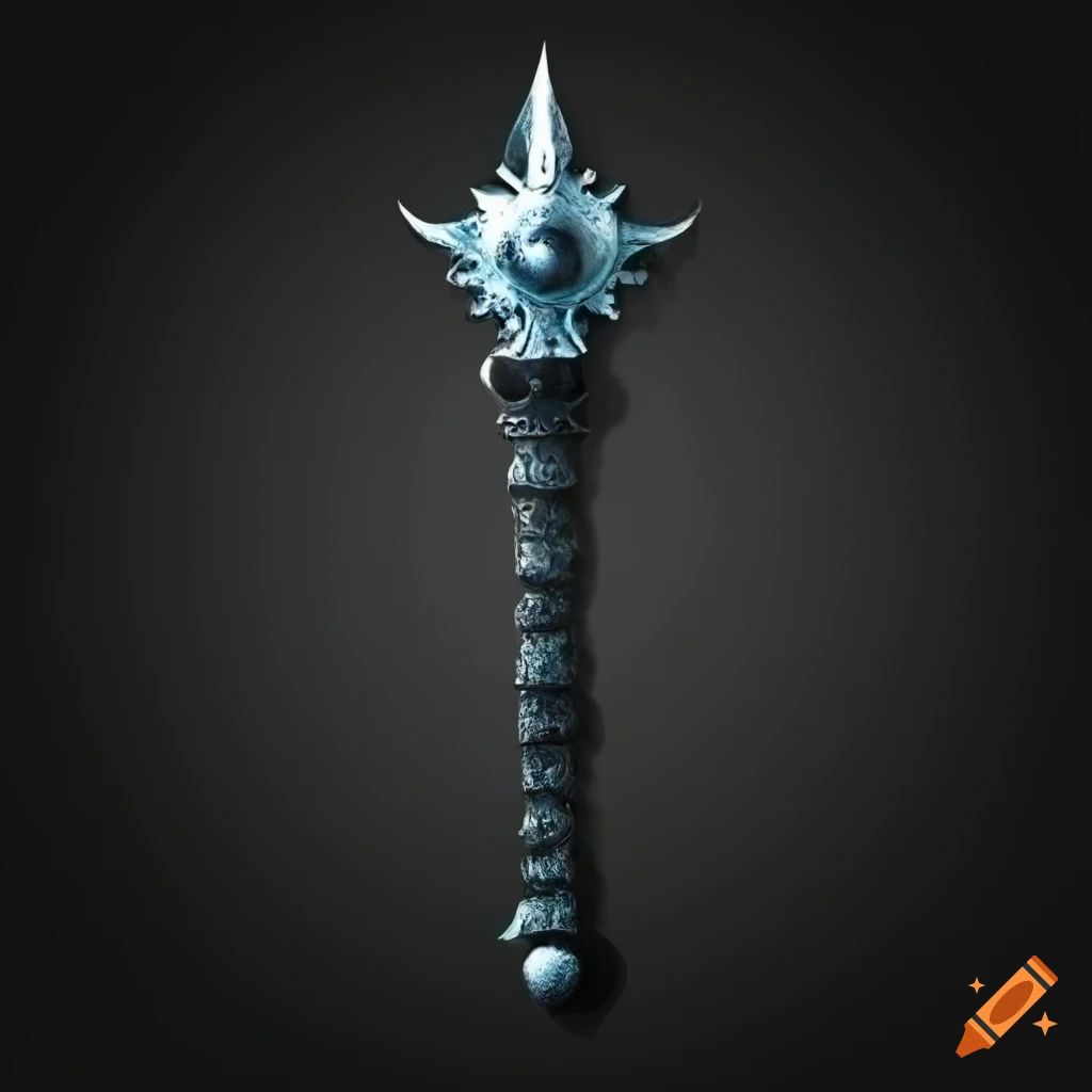 Symbol of a magical mace on black background on Craiyon