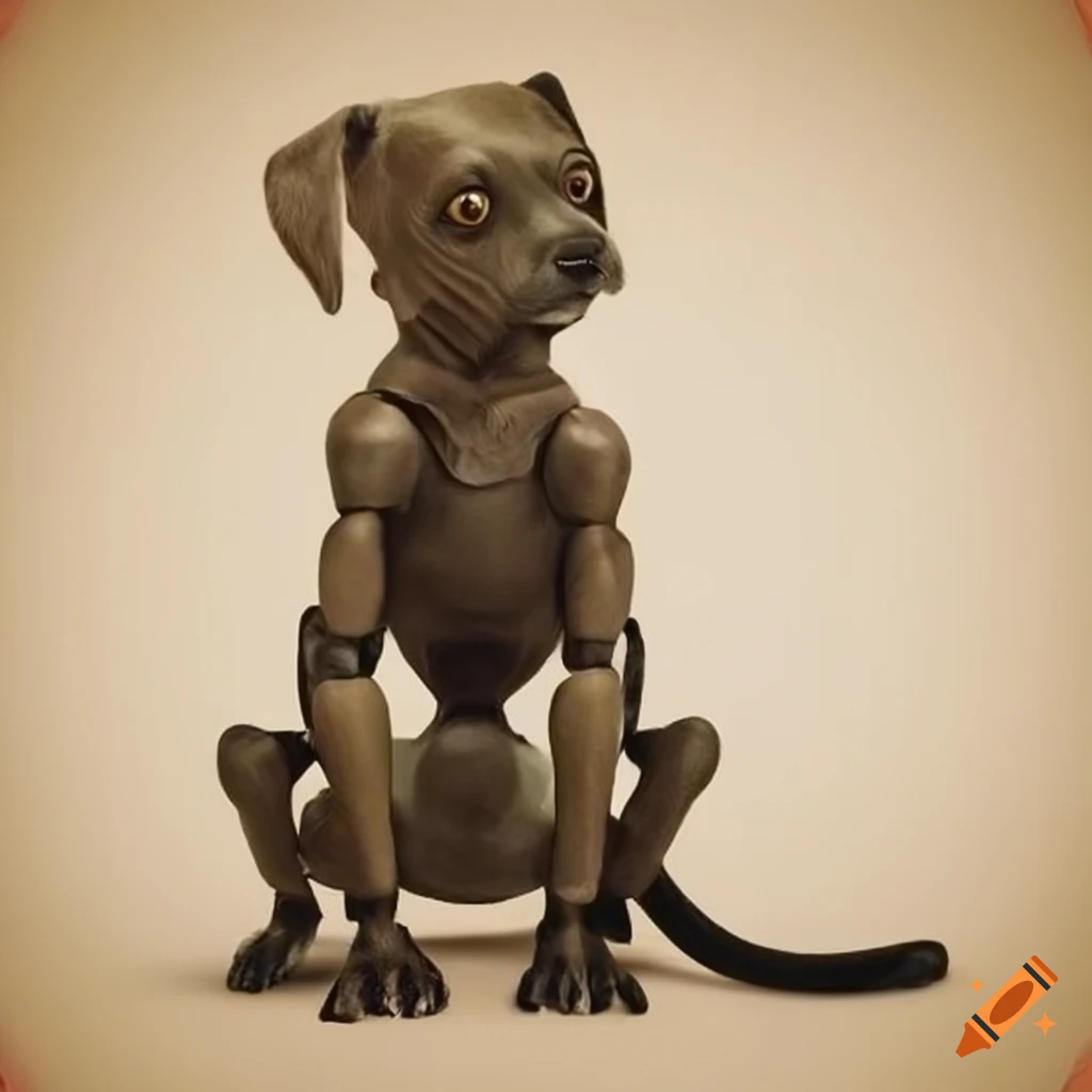 Surreal humanoid dog in faded photograph on Craiyon