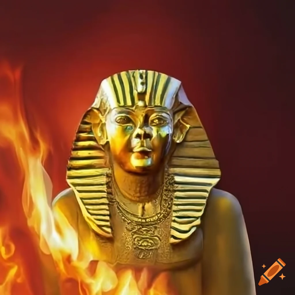 Golden sphinx breathing fire