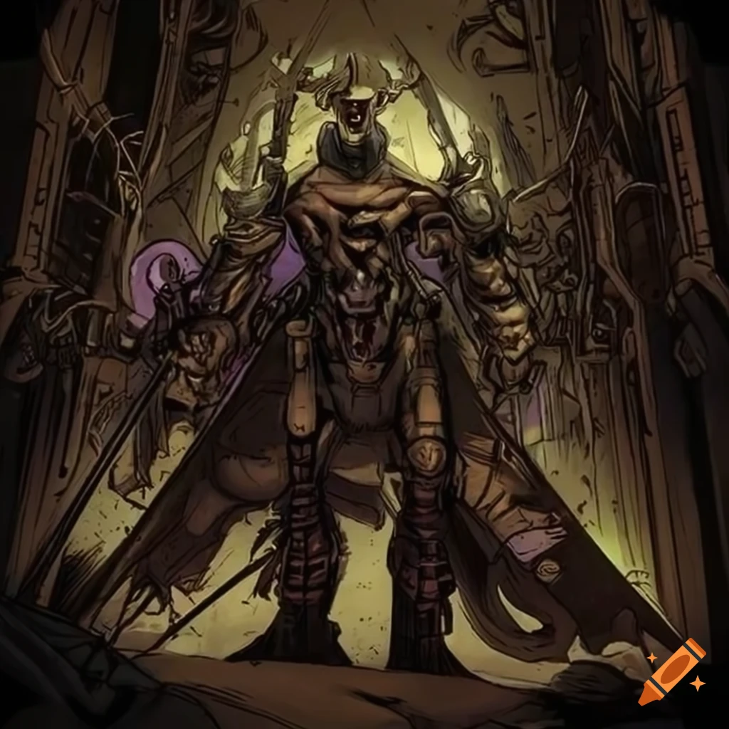 Mind blowing comic art of a bio-mechanical vampire villain on Craiyon