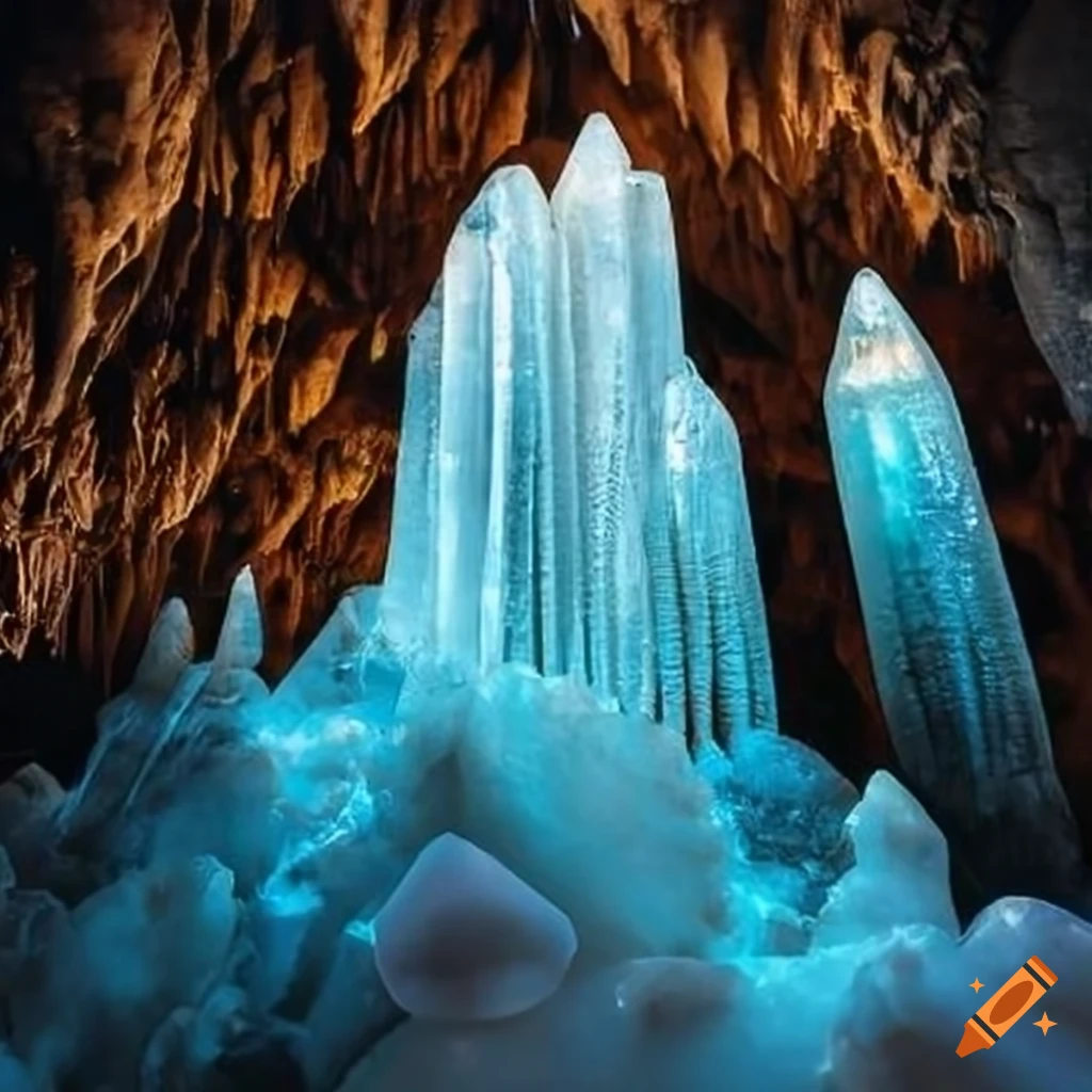 Stunning view of crystal-filled caverns on Craiyon