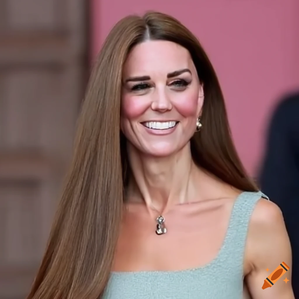 Kate middleton with brown hair and black tank top on Craiyon