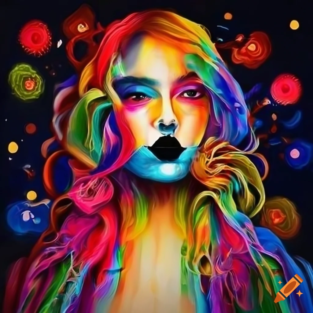 Colorful artwork of a woman in a kaleidoscope on Craiyon