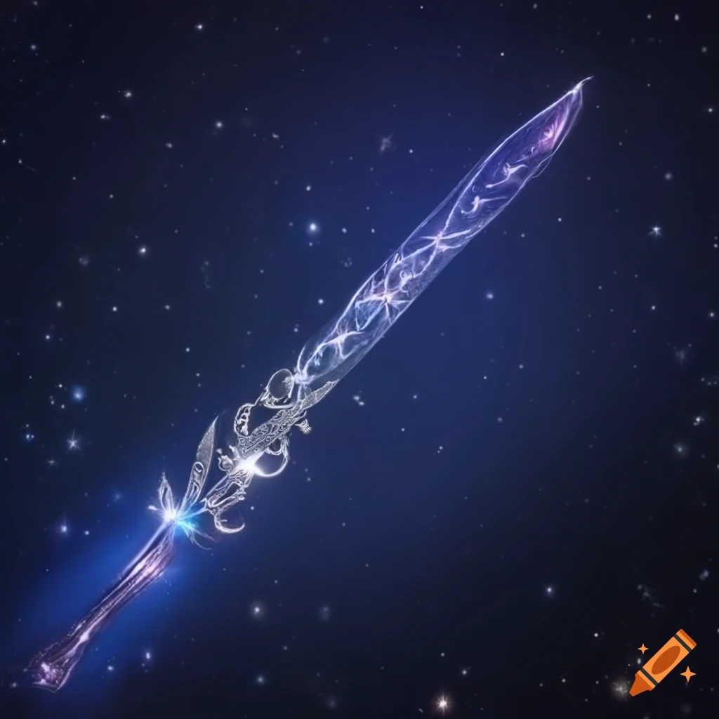 Ethereal sword made of stars and constellations on Craiyon