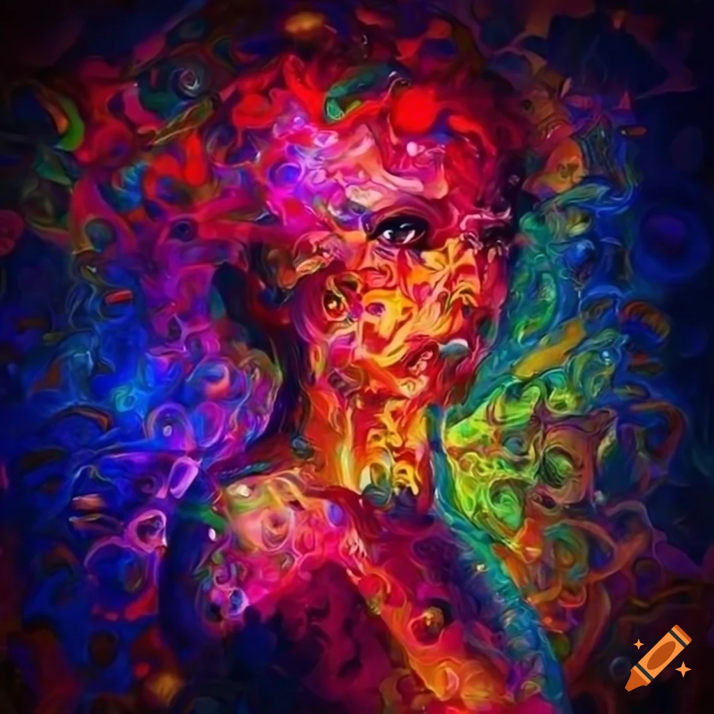 Colorful artwork of a woman in a kaleidoscope
