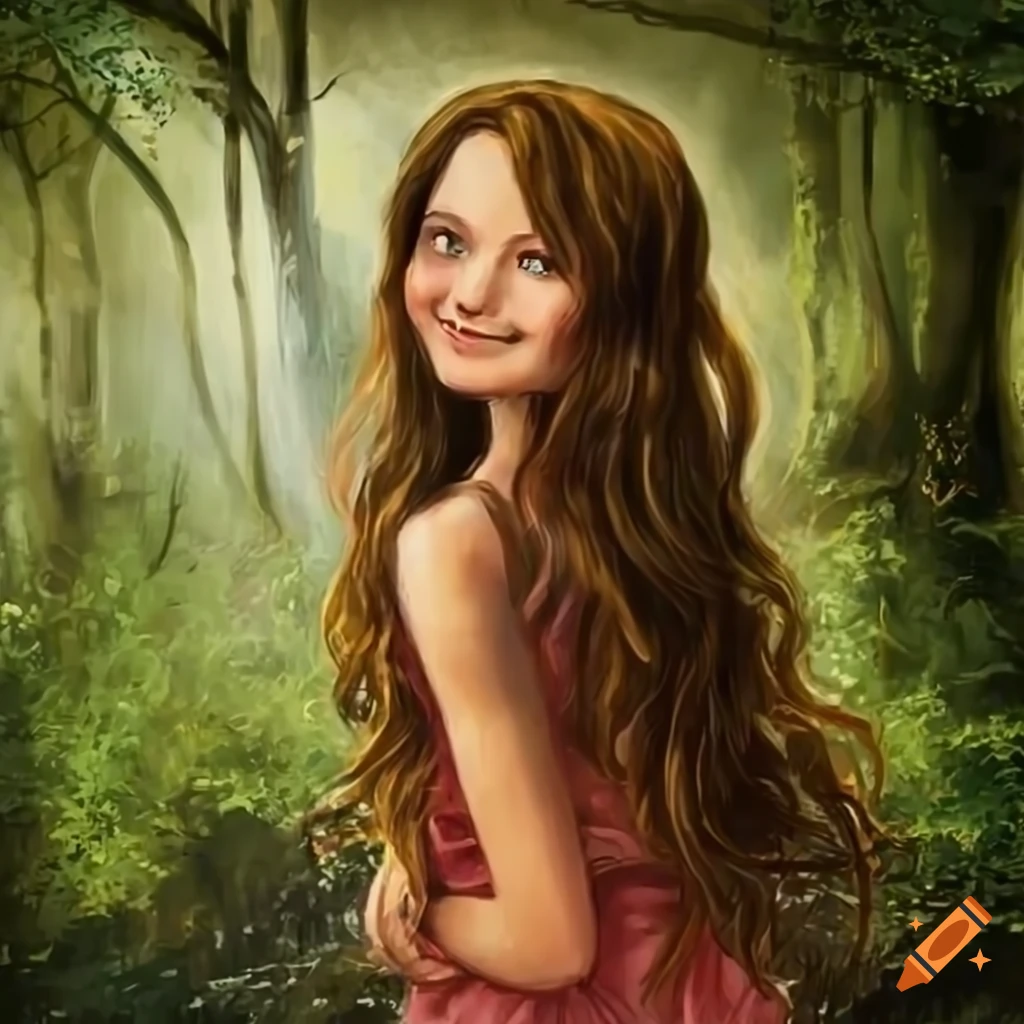 Painting of a girl dancing in the woods on Craiyon