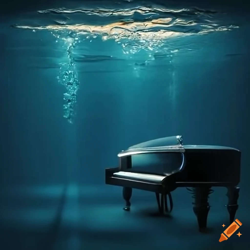 Photo of a piano submerged underwater