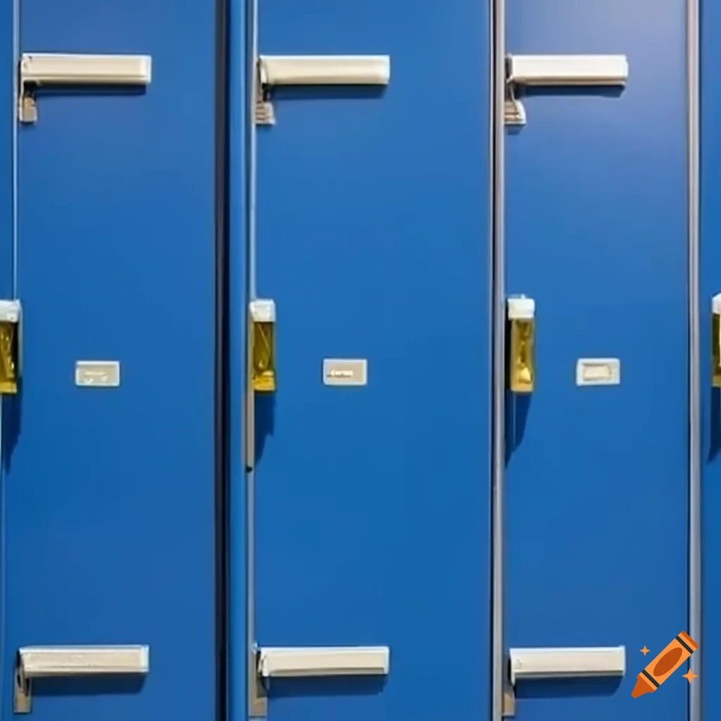 Detailed view of a closed blue locker on Craiyon