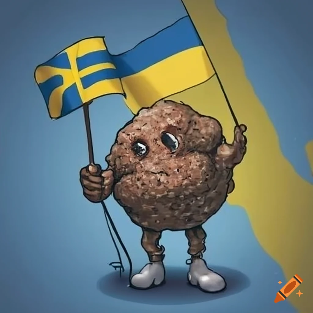 Character from a graphic novel holding the Swedish flag on Craiyon