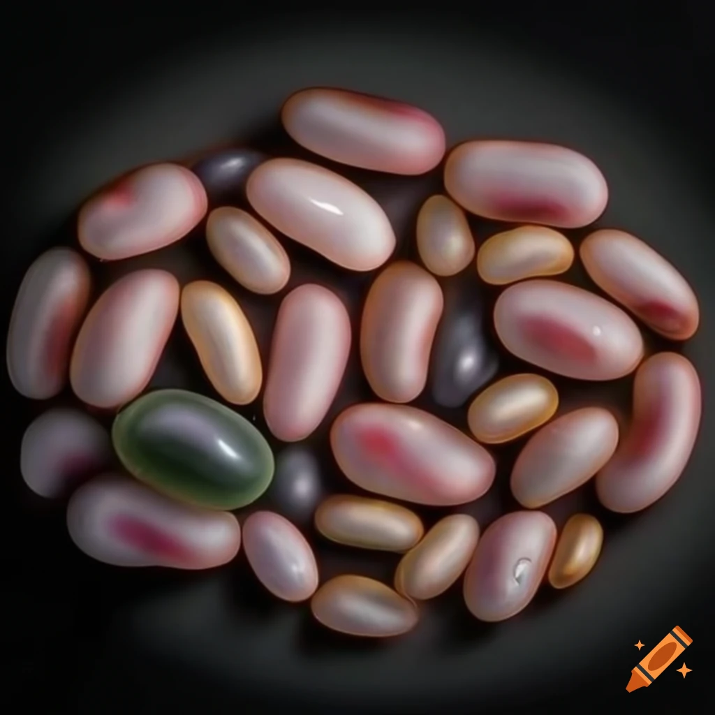 Hyper-realistic artwork of glass beans