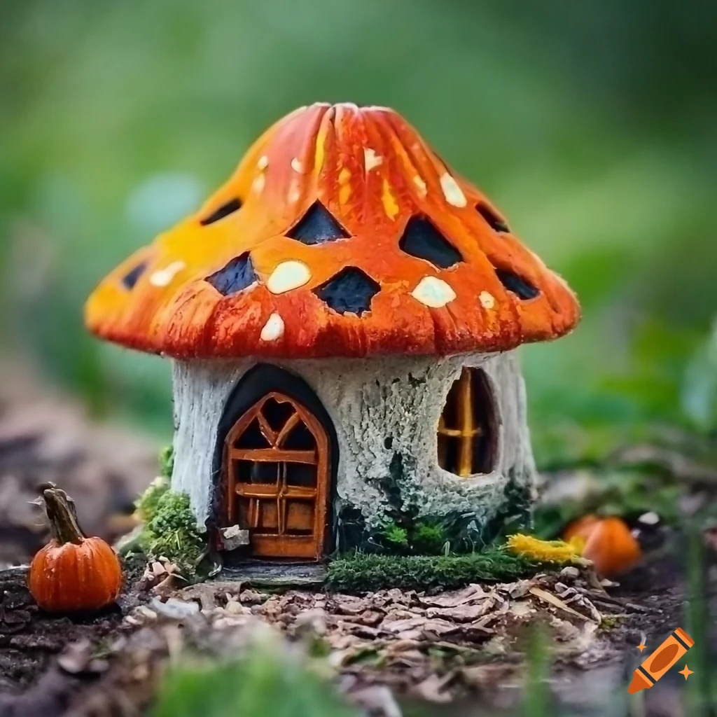 Photo of a pumpkin mushroom house on Craiyon