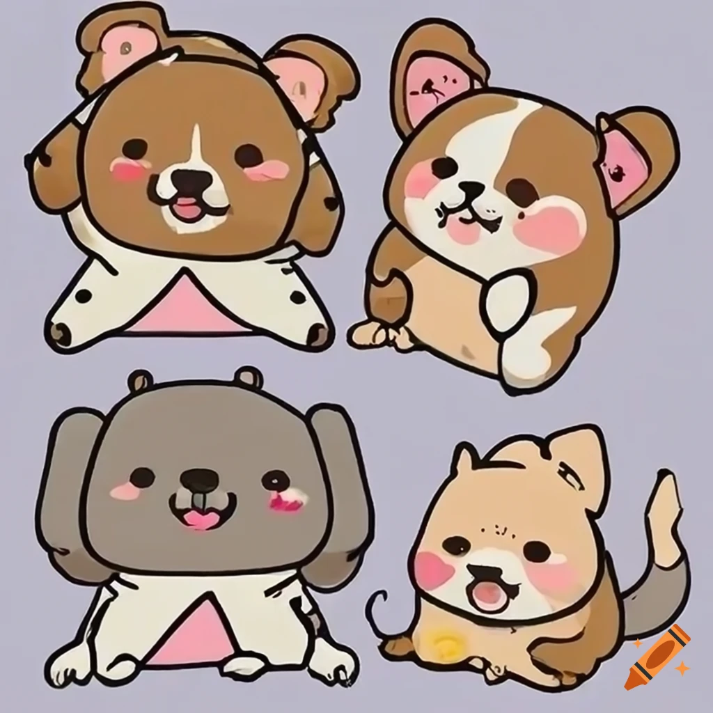 Adorable picture of 6 kawaii dogs