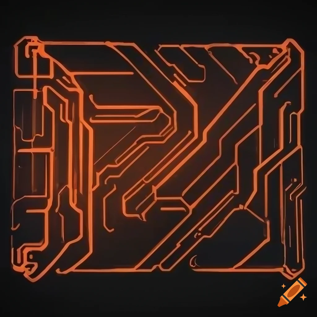 Abstract artwork of glowing circuit boards and microchips on Craiyon