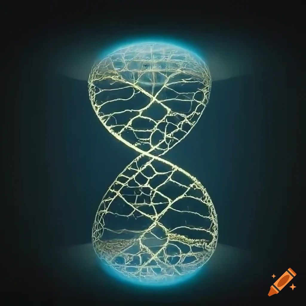Double-helix structure formed of molten lava on Craiyon