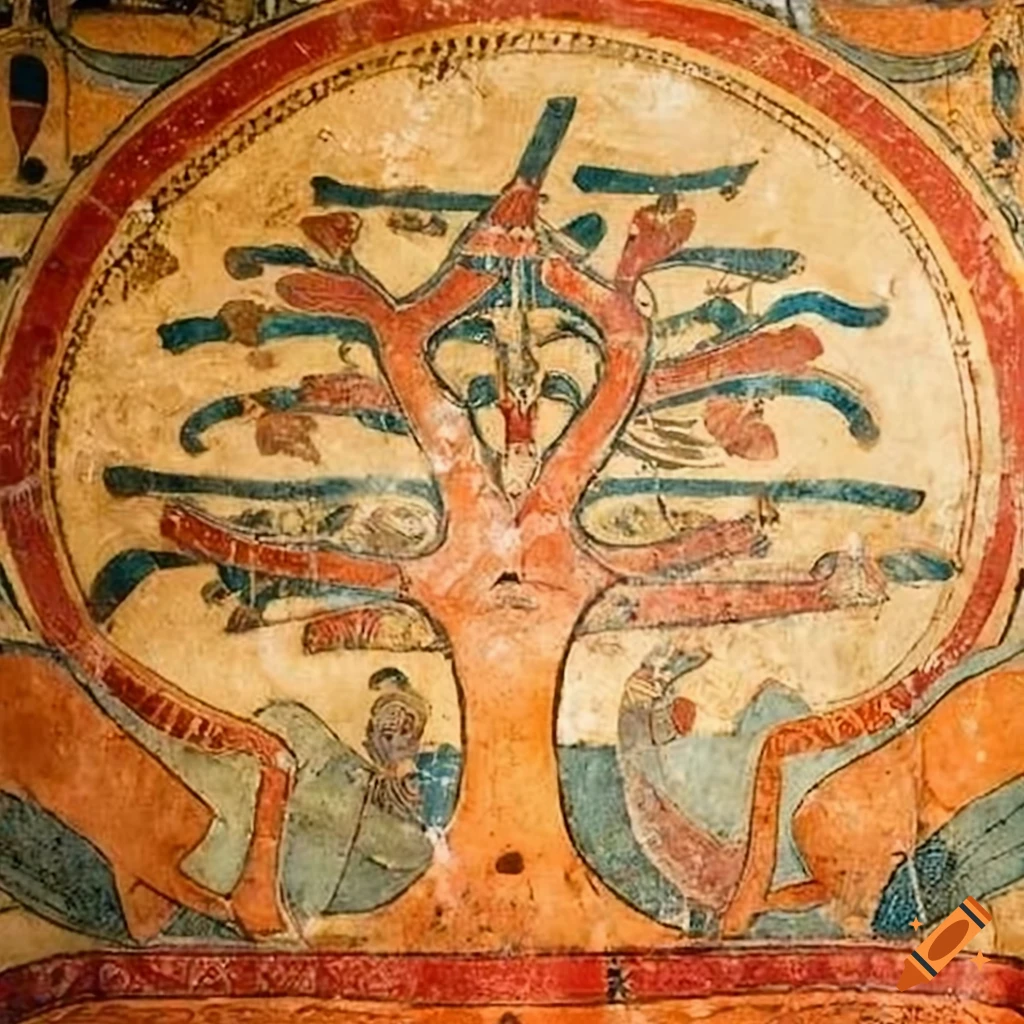 Ancient egyptian fresco of the tree of life on Craiyon