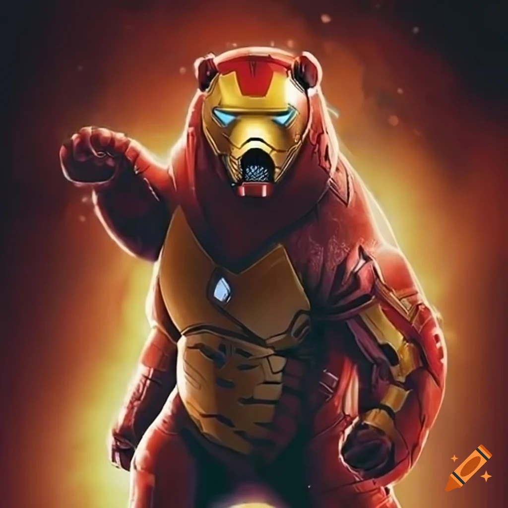 Image of a bear dressed as iron man on Craiyon