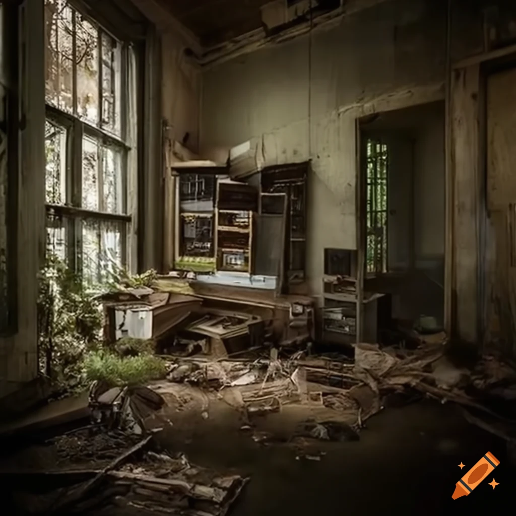1980s office with vintage computer terminal and pipes on Craiyon