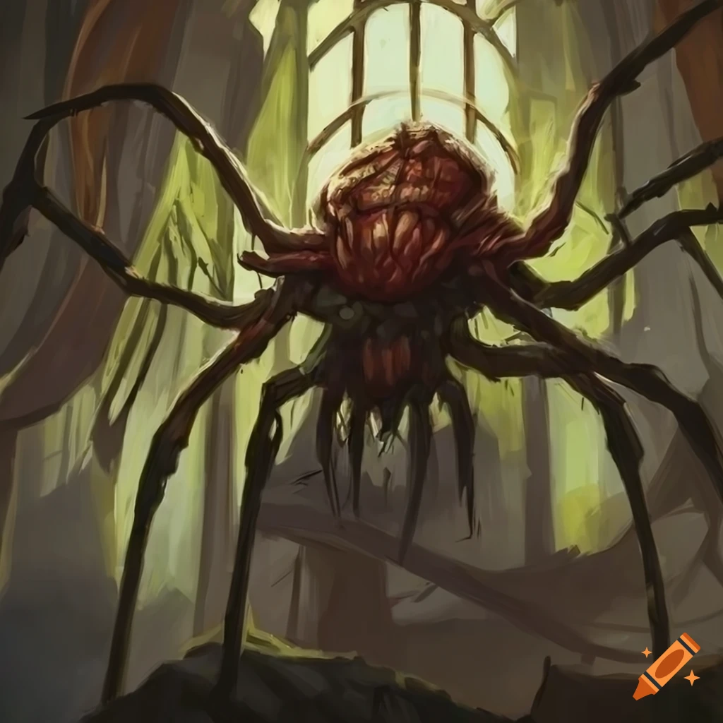 Mtg art of a hand with a spider crawling on it on Craiyon