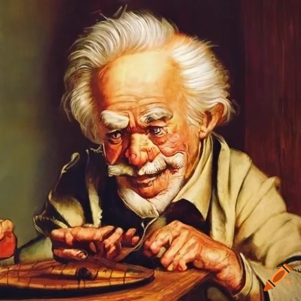 Painting by norman rockwell depicting geppetto's first game on Craiyon