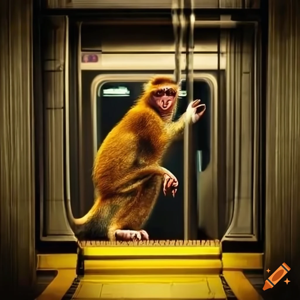Monkey on a subway platform