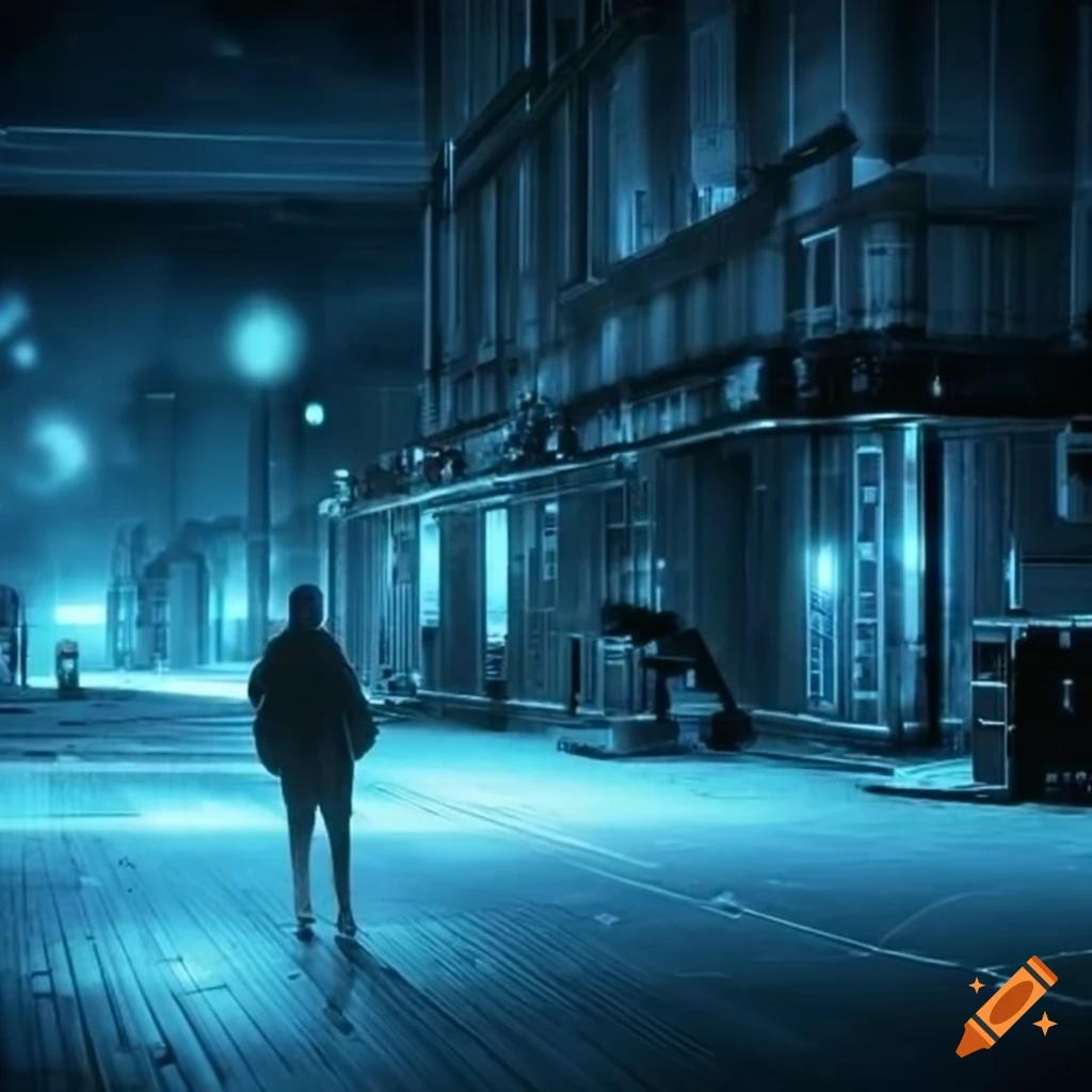 Photo realistic futuristic film set at night on Craiyon