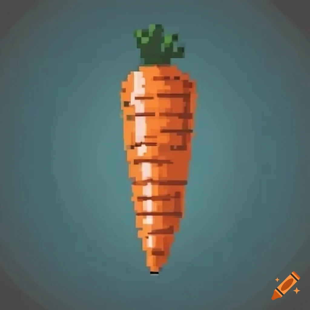 Retro pixel art of a carrot