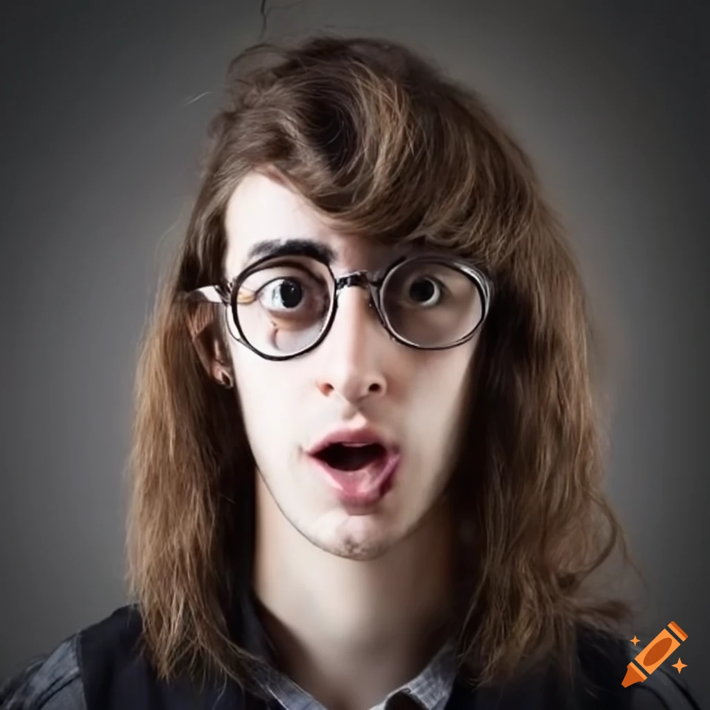 Portrait Of A Young Man With Glasses And Long Hair On Craiyon