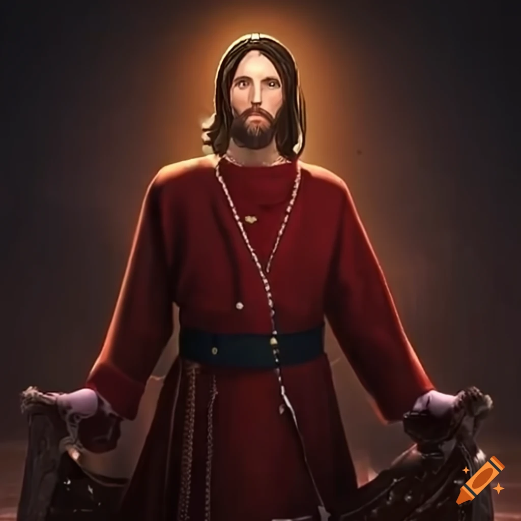Cinematic depiction of jesus christ in winter attire on Craiyon