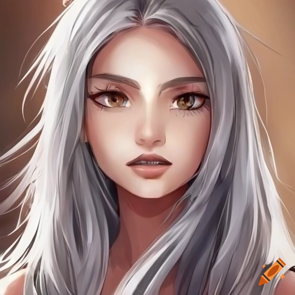 Anime style illustration of a young woman with australian heritage