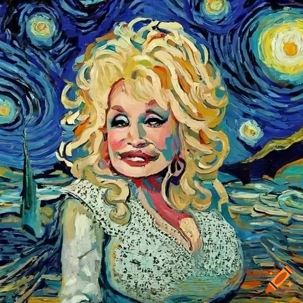 Portrait of dolly parton painted in van gogh's style on Craiyon