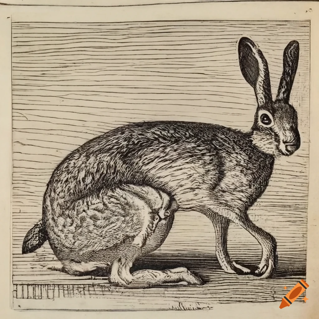 Etching of a hare from 1800s on Craiyon